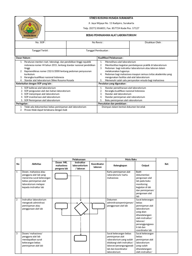 Sop Bebas Peminjaman Alat Laboratorium | PDF