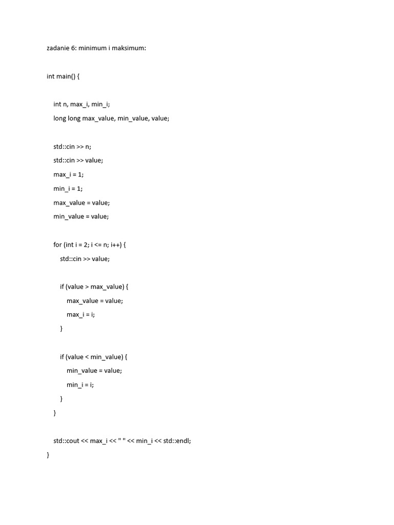 Zadanie 6 Minimum I Maximum | PDF