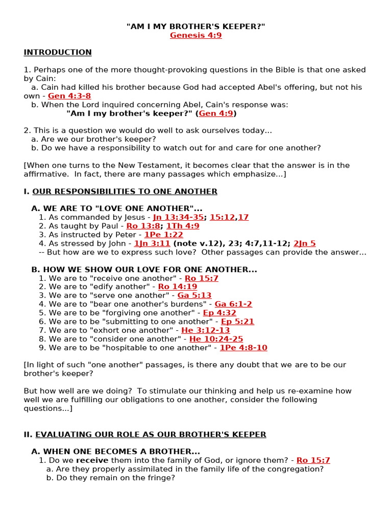Responsibilities of Being a Keeper | PDF | Cain And Abel | Book Of Genesis