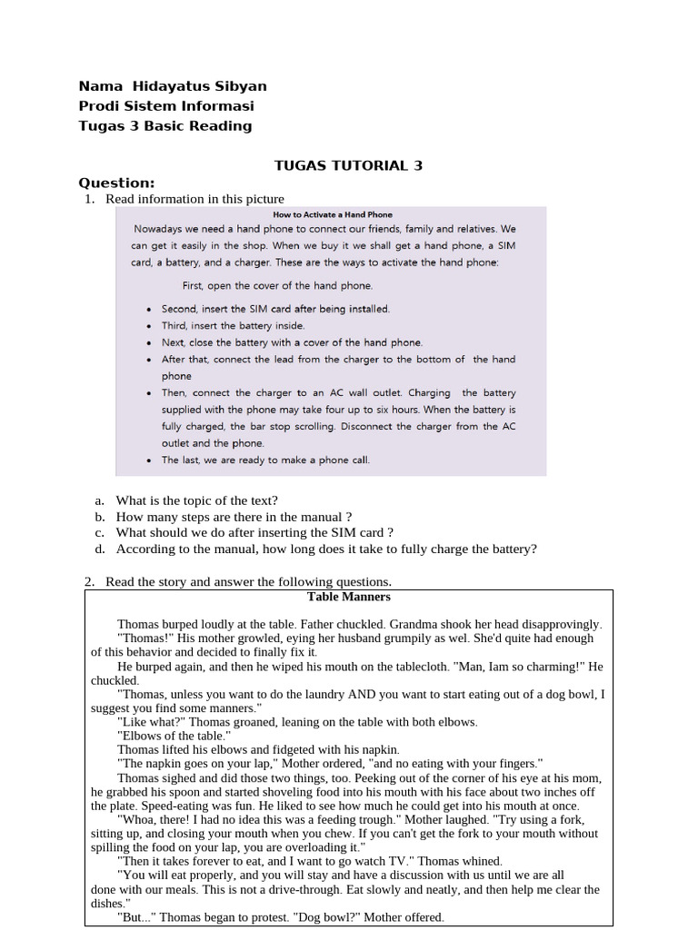 Hidayatus Sibyan_Tugas 3 Basic Reading | PDF