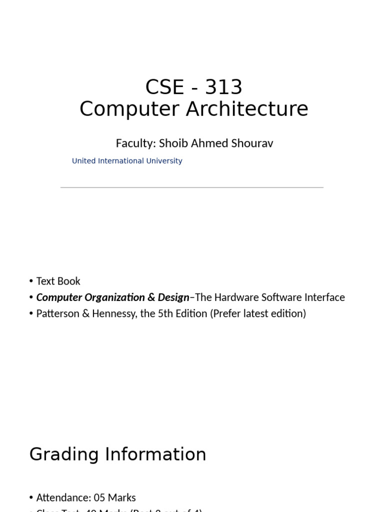 Computer Architecture Course Overview | PDF