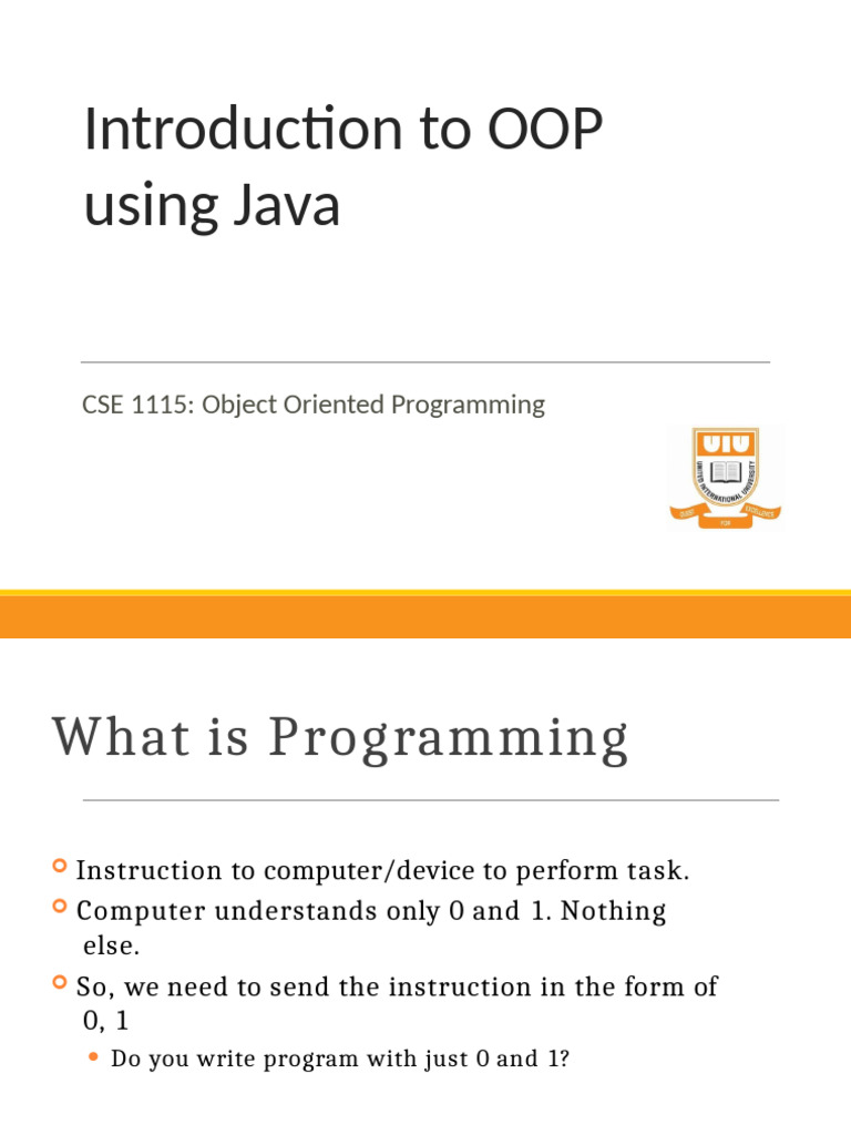 1. Introduction to OOP | PDF | Computer Programming | Java Virtual Machine