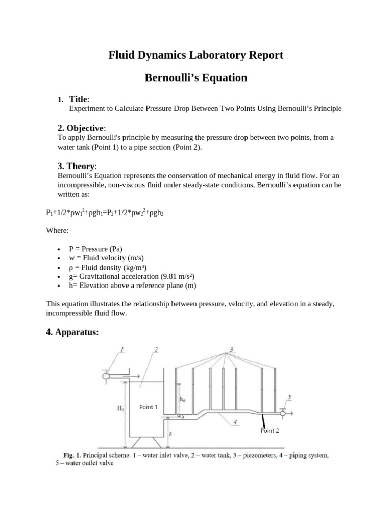 Fluid dynamics Bernoulli report | PDF | Fluid Dynamics | Pressure Fluid dynamics Bernoulli report | PDF | Fluid Dynamics | Pressure