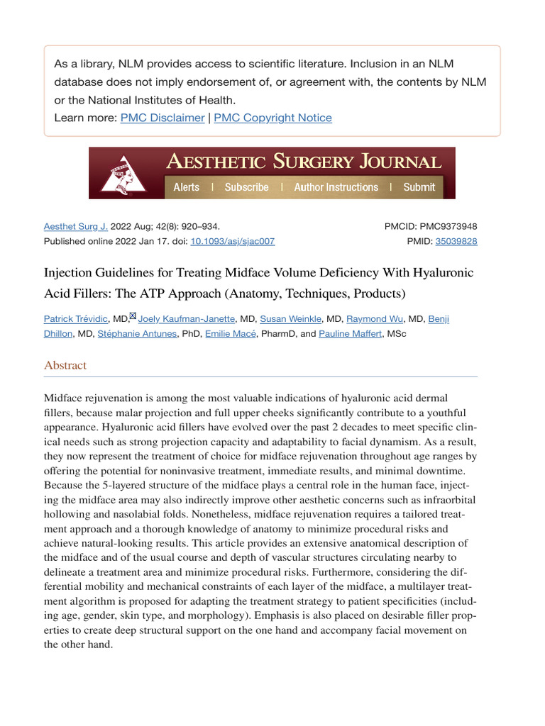 Injection Guidelines For Treating Midface Volume Deficiency With ...