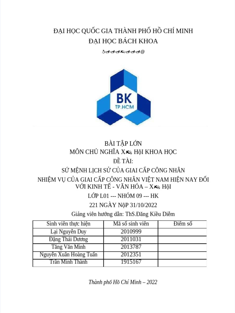 Bai Tap Lon Chu Nghia Xa Hoi Khoa Hoc | PDF