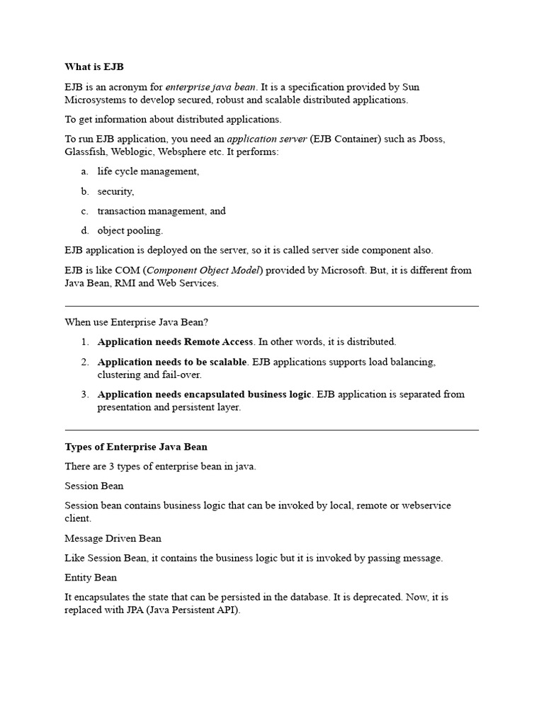 What Is EJB: Enterprise Java Bean | PDF | Software | Systems Architecture