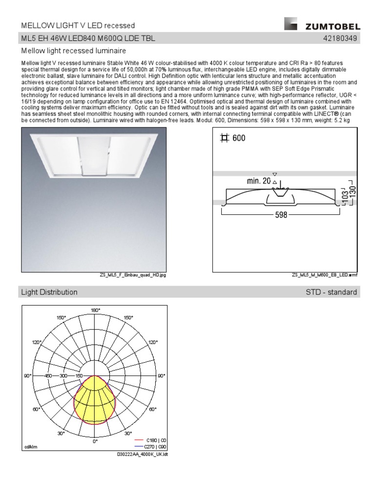 Zumtobel Mellwolight 5 LED Recessed Luminaire Data Sheet ...