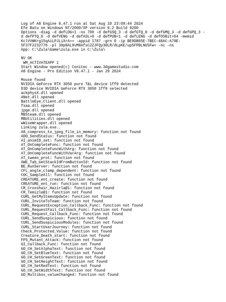 A8 Engine 8.47.1 Error Log Analysis | PDF | Server (Computing) | Computing Platforms