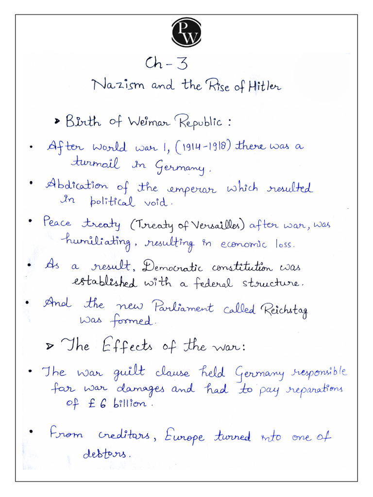 Nazism and The Rise of Hitler Notes | PDF