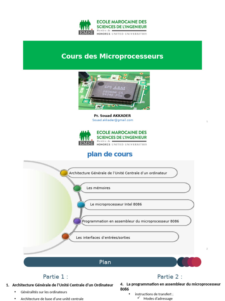 Cours_µP - Etudiant | PDF | Microprocesseur | Entrée/Sortie