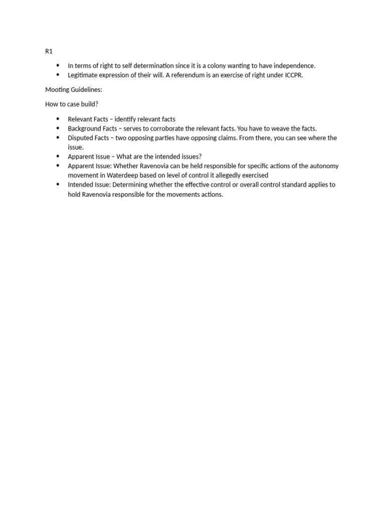 Mooting Guide: Self-Determination Case | PDF