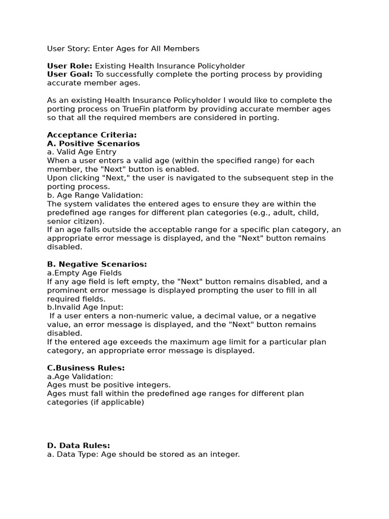 User Story Template | PDF | Information | Usability