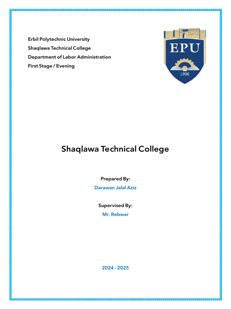 Shaqlawa Technical College Overview | PDF