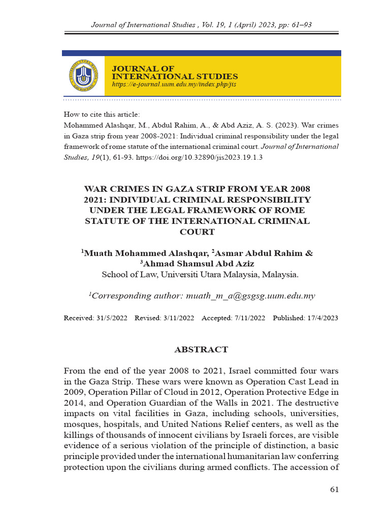 JIS 19 01 2023 61-93 | PDF | Mens Rea | International Humanitarian Law