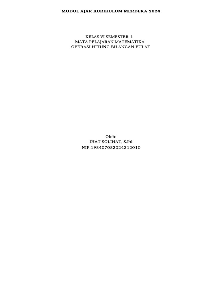 Modul Ajar Matematika Bilangan Bulat Pdf