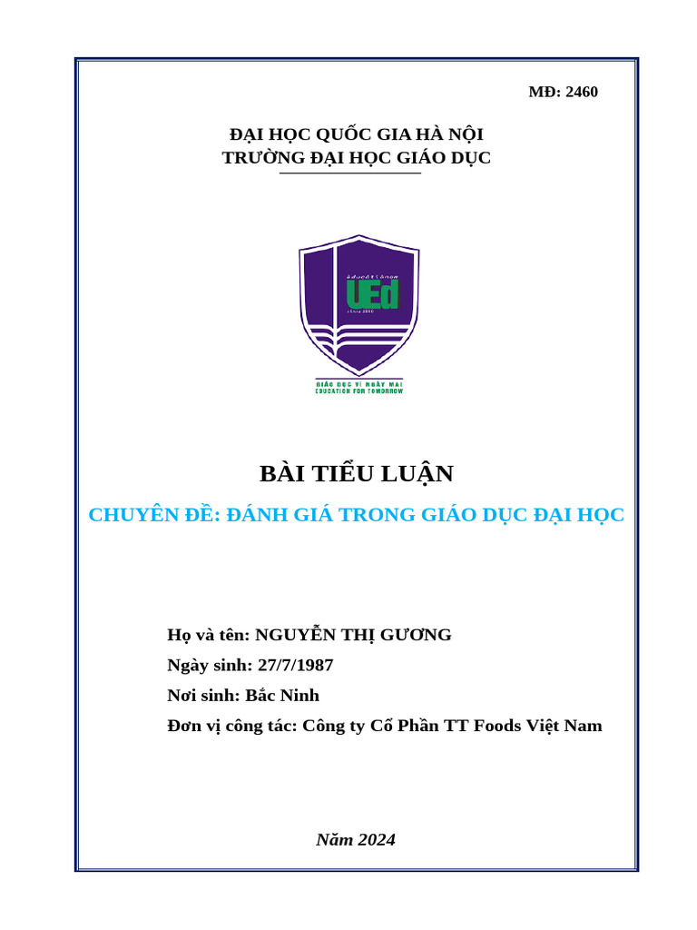 Danh Gia Trong Giao Duc Dai Hoc - Guong | PDF