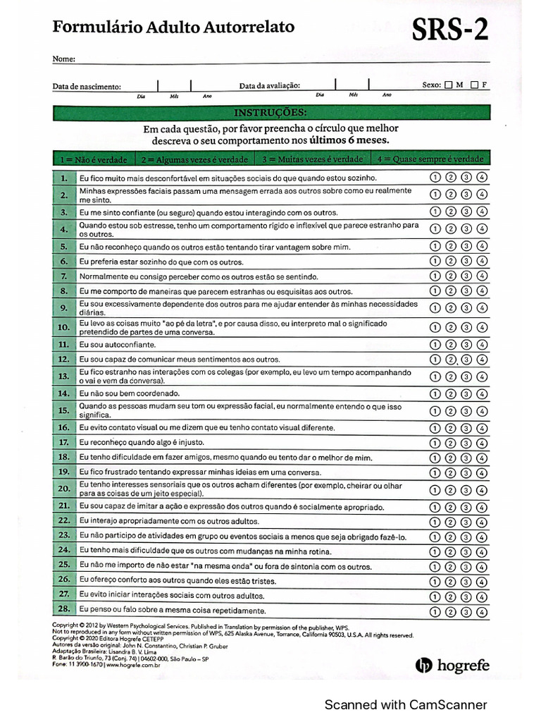 srs-2 adulto autorretato | PDF