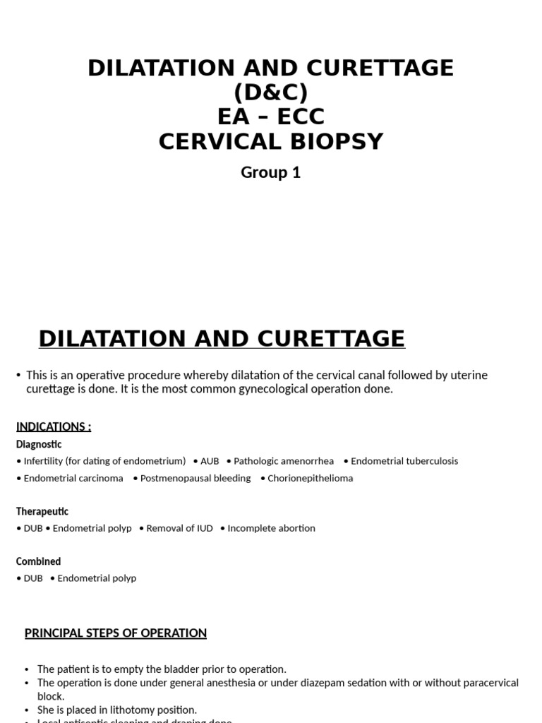 Dilatation and Curettage (D&C) | PDF | Uterus | Medical Specialties