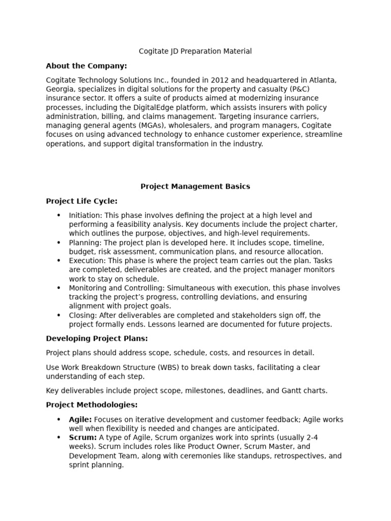 Cogitate Software Project Management Guide | PDF | Agile Software ...