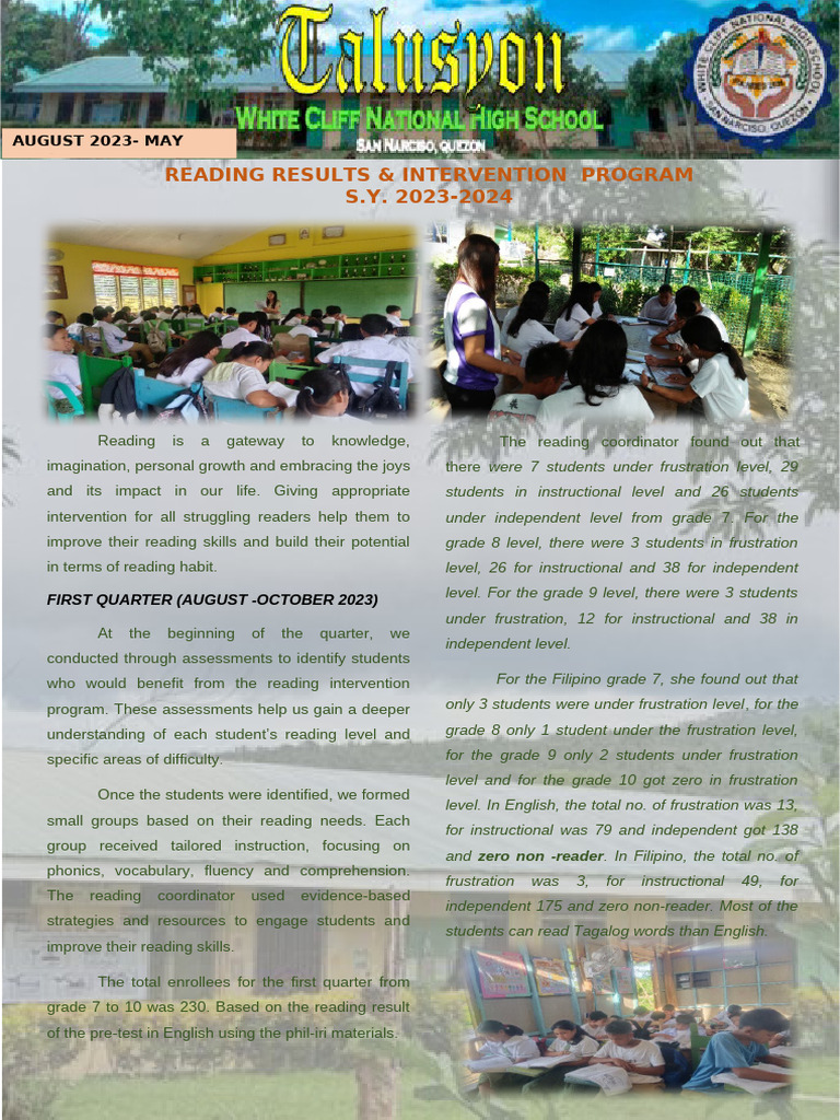 Student Reading Intervention Report | PDF | Education Theory | Learning