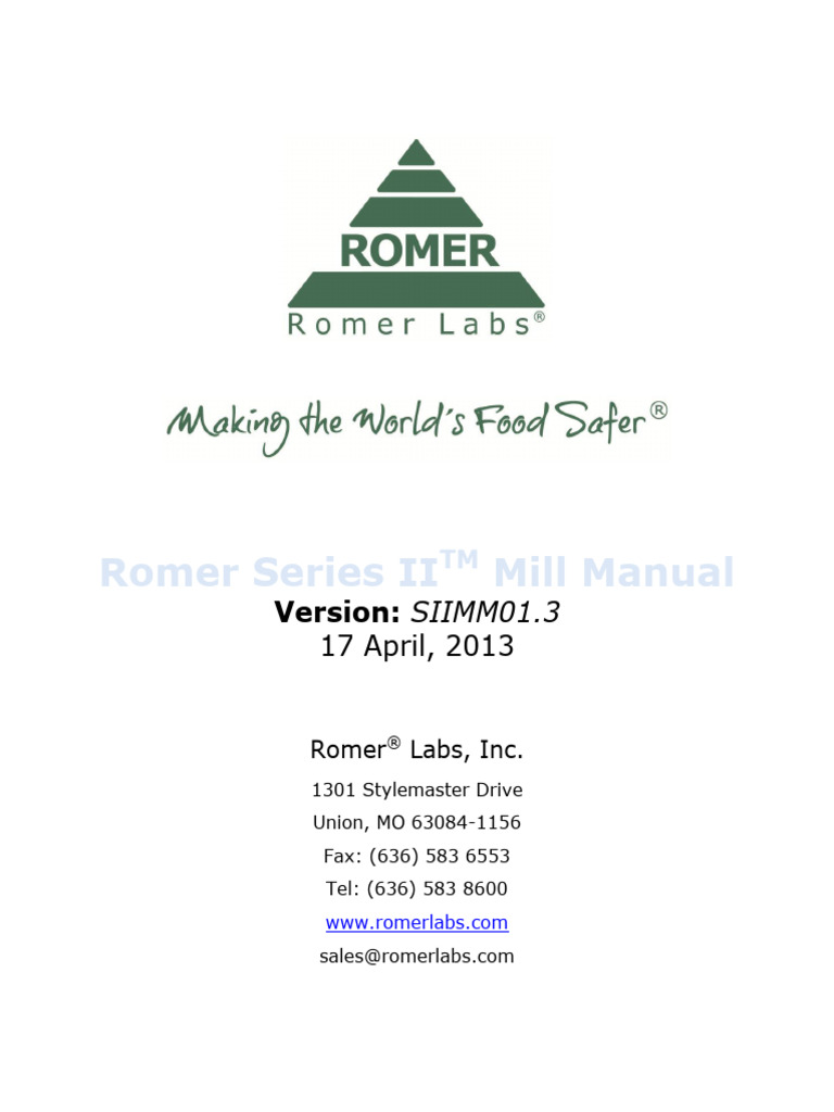 Romer Series II Mill - Manual Original 33142 New | PDF | Mill (Grinding)