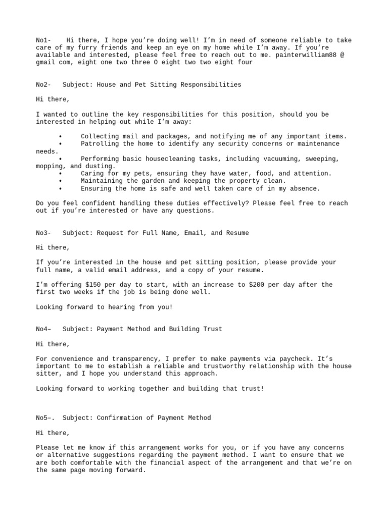 HouseSitting Format | PDF