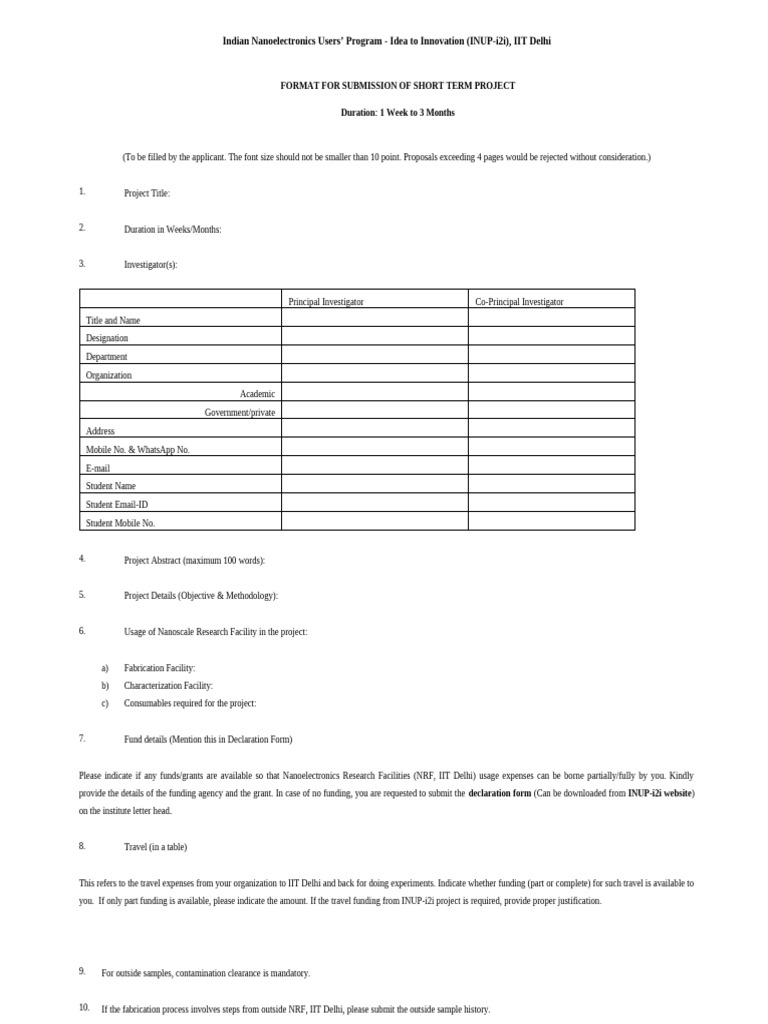INUP-i2i Project Submission Guidelines | PDF