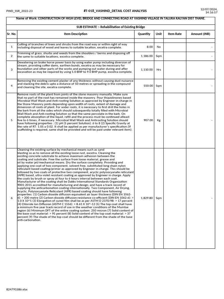 #368 Vashind Rehab Abstract Sheet 12.03.2024 | PDF | Concrete | Coating