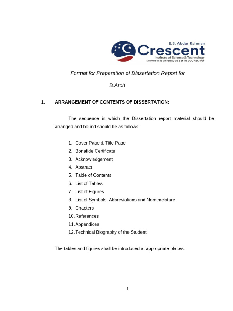 B.Arch Dissertation Report Format | PDF | Cancer | Thesis