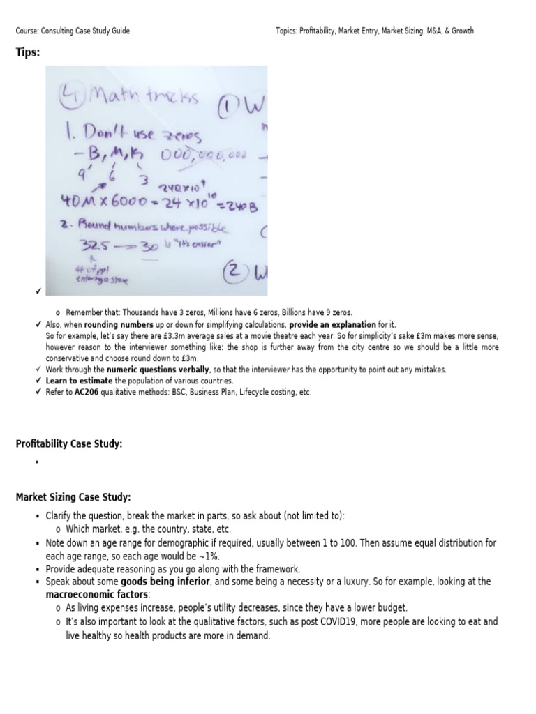 Consulting Case Study Guide: Key Topics | PDF | Wine | Economics