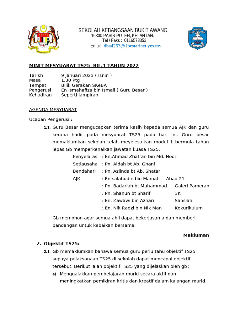 Minit Mesy TS25 Bil 1 2023 | PDF