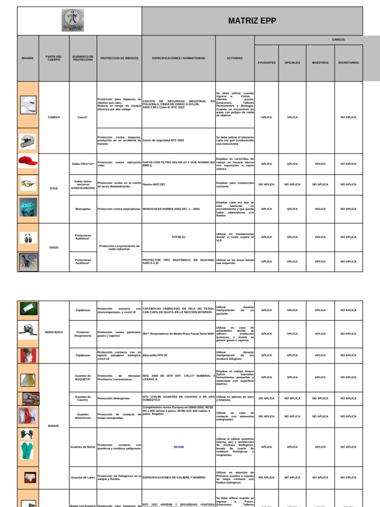 Matriz Epp | PDF | Ultravioleta | Guante