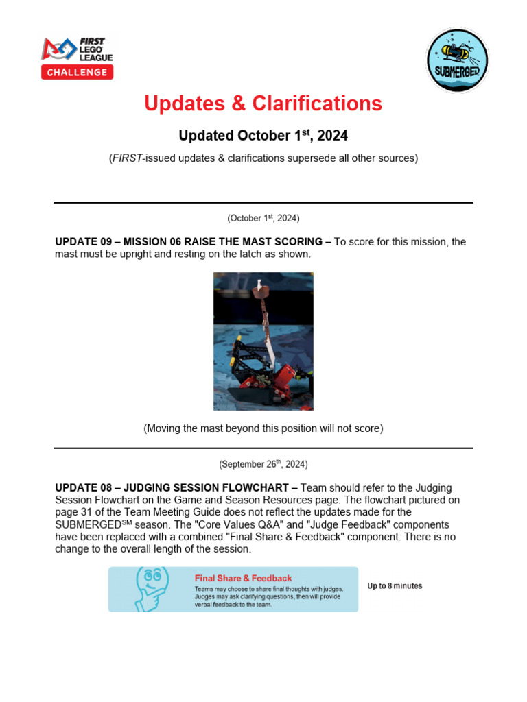 FLL Challenge Updates and Clarifications | PDF