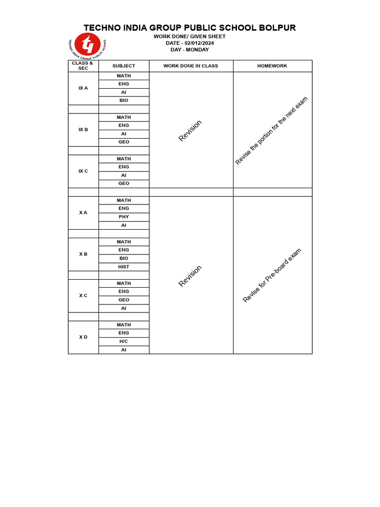 HOMEWORK SHEET - SECONDARY - Sheet1 (3) - 2 | PDF