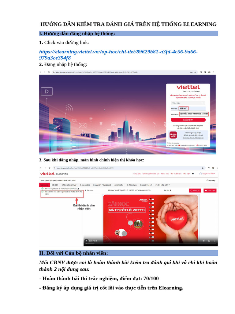 Huong dan thi danh gia tren Elearning | PDF