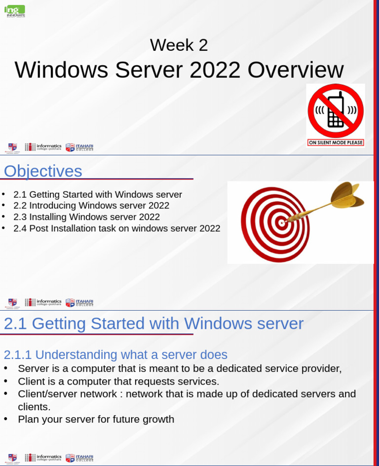 Week2WindowsServer2022Overview 93472 | PDF | Installation (Computer Programs) | Microsoft Windows