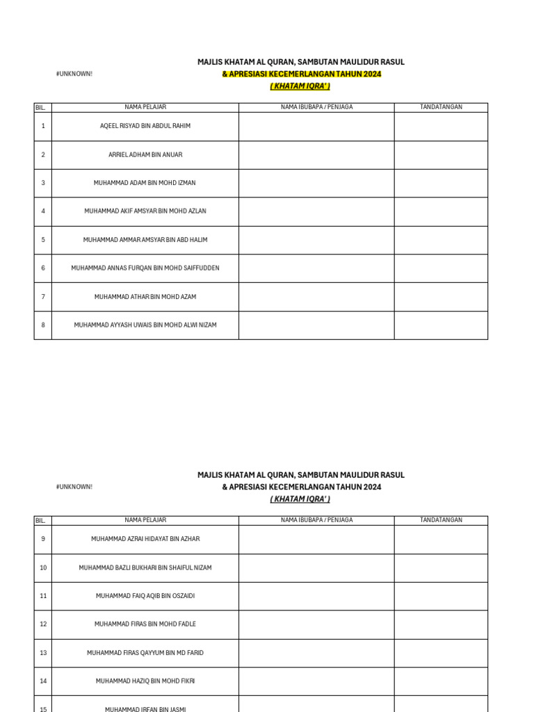 Borang Kehadiran Ppapi (PDF) | PDF