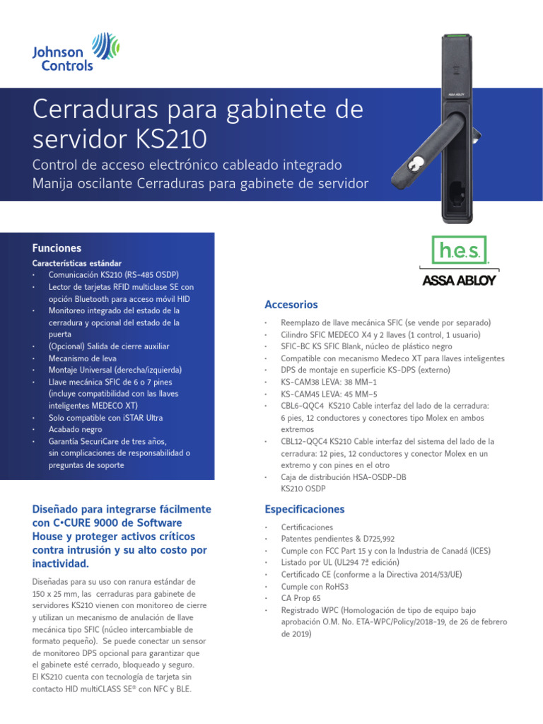 Assa Abloy KS210 - Ds - Lat-Es | PDF | Redes de computadoras | Telecomunicaciones