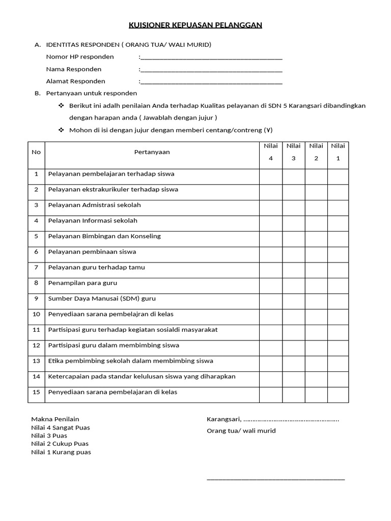 32.Kuisioner Kepuasan Pelanggan | PDF