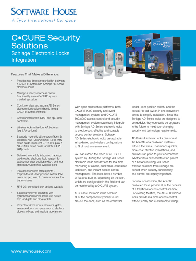 Ccure-schlage-Integration Ds r01 Lt En | PDF | Access Control | Electrical Engineering