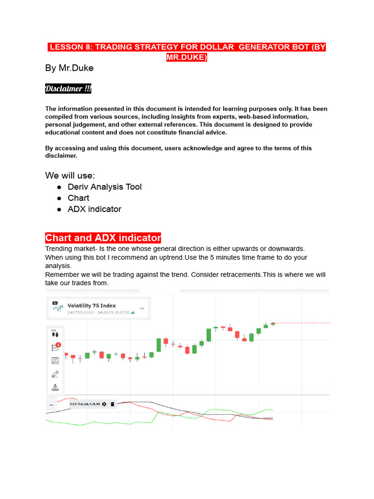 Lesson 8 - Trading Strategy For Dollar Generator Bot (By MR | PDF ...