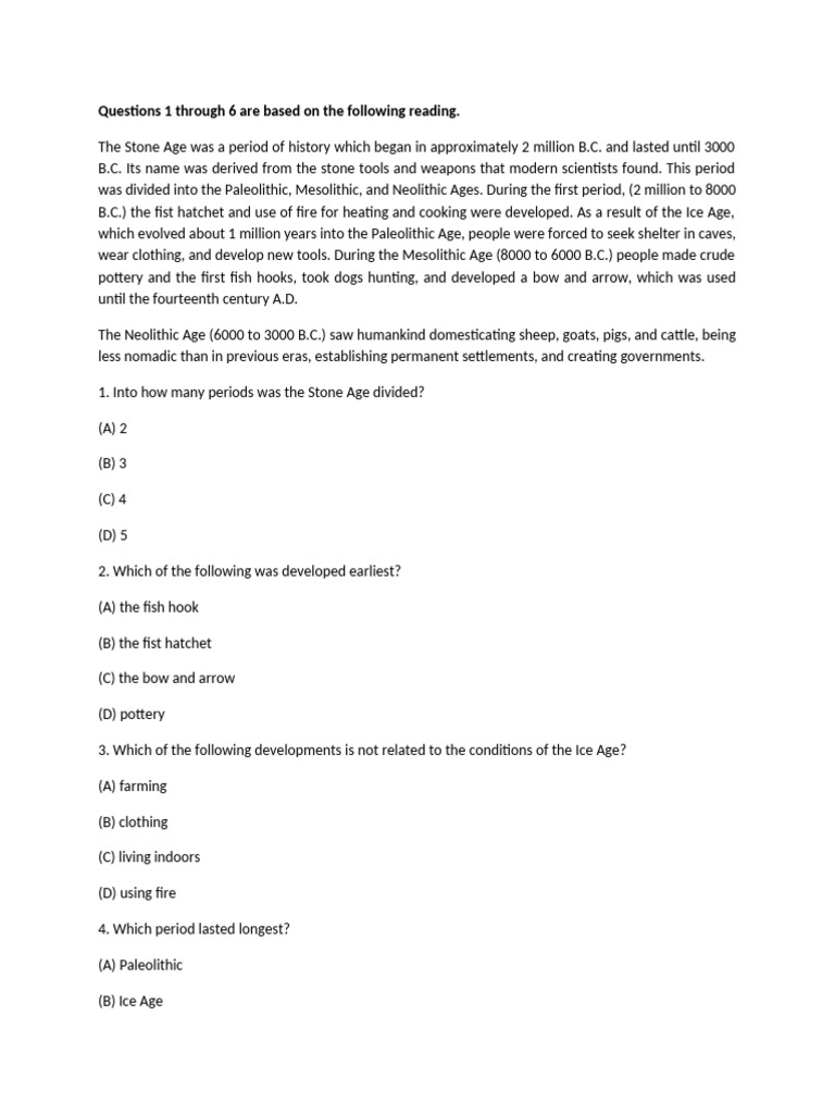 Overview of the Stone Age Periods | PDF