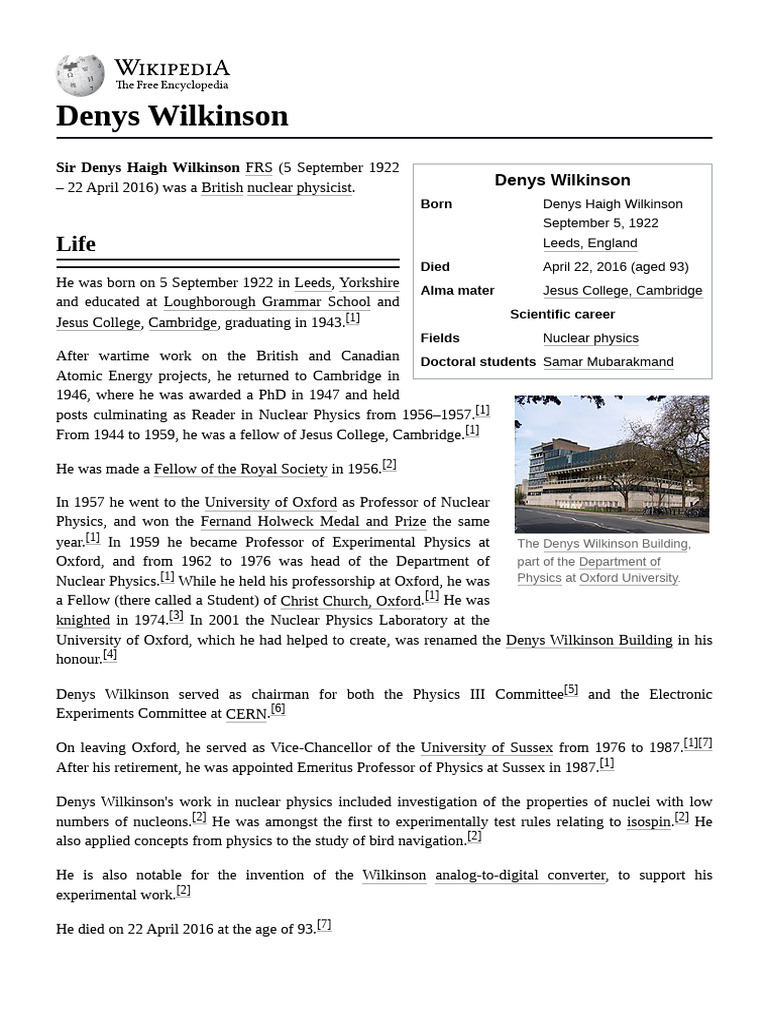 Denys_Wilkinson | PDF | Nuclear Physics | Physics