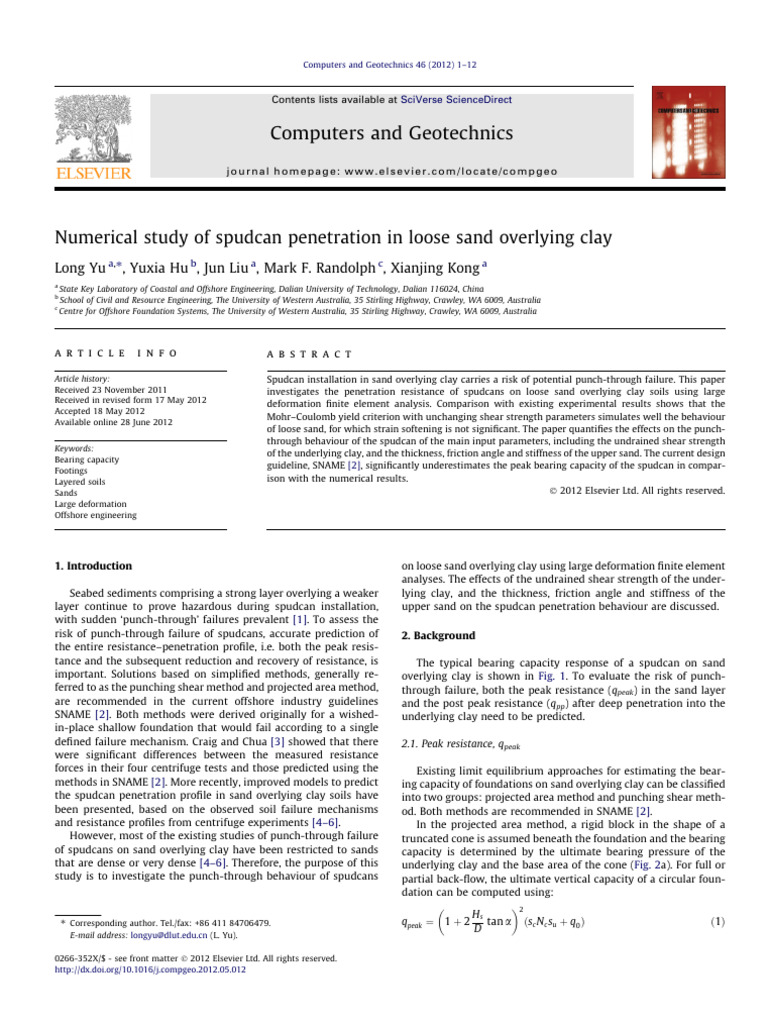 211-Numerical Study of Spudcan Penetration in Loose Sand Overlying Clay ...