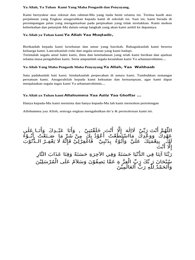 Doa Perpisahan SD | PDF