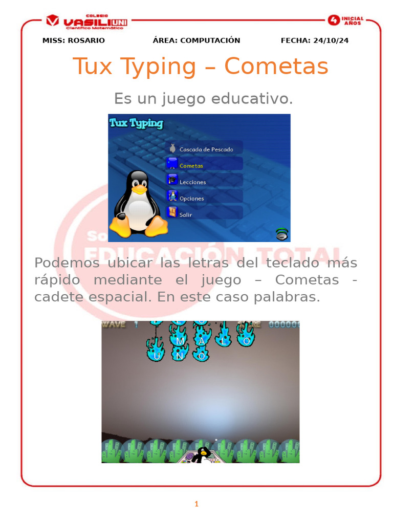 TUX TYPING - COMETAS | PDF