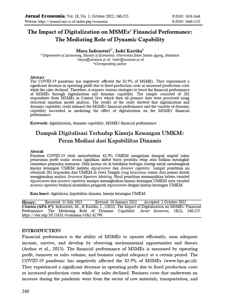 Digitalization's Impact on MSMEs' Finance | PDF | Coefficient Of ...