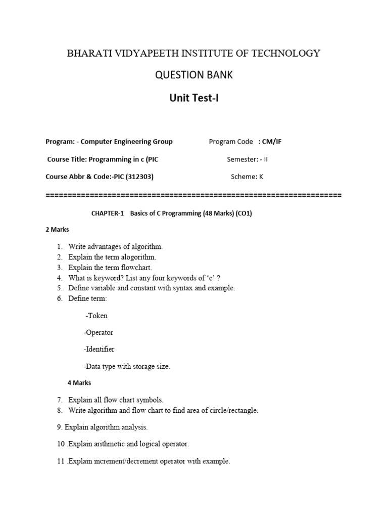 C Programming Question Bank 312303 | PDF