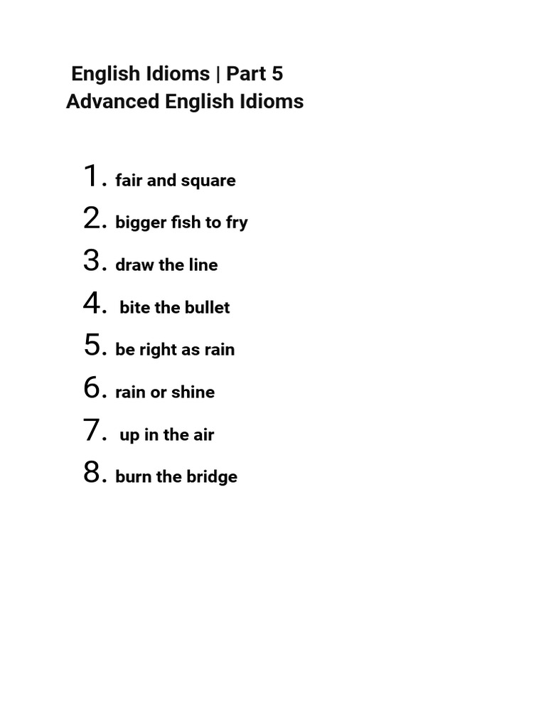 Advanced English Idioms Explained | PDF