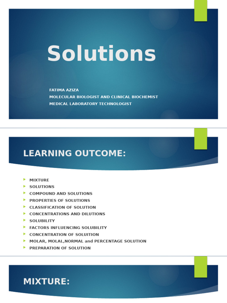 Solutions - 115802 MLT | PDF | Solubility | Mixture